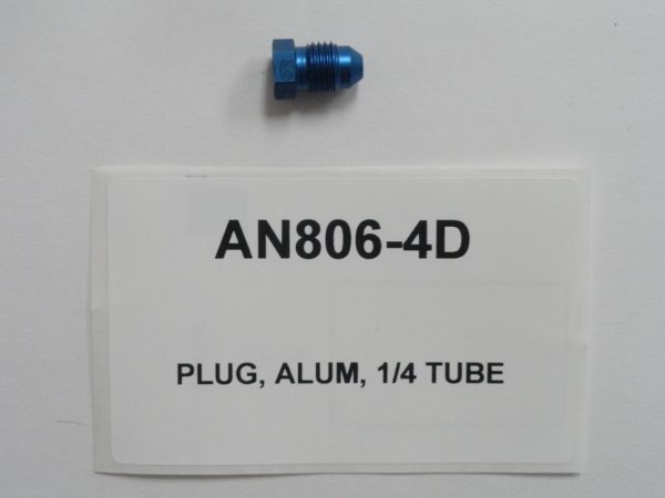 Aluminum Plug, 1/4 Tube AN806-4D - Advanced Aero Components